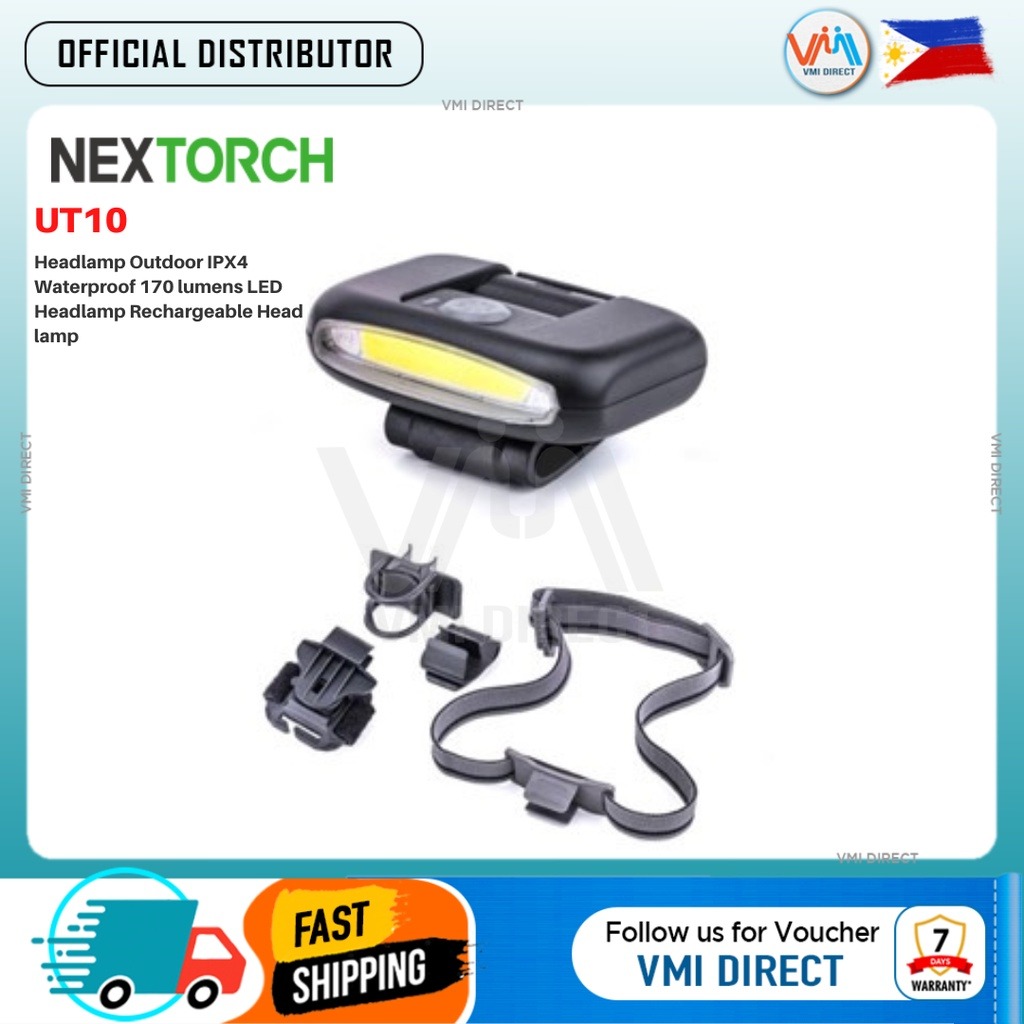 Nextorch UT10 Headlamp Outdoor IPX4 Waterproof 170 lumens LED Headlamp Rechargeable Head lamp ...