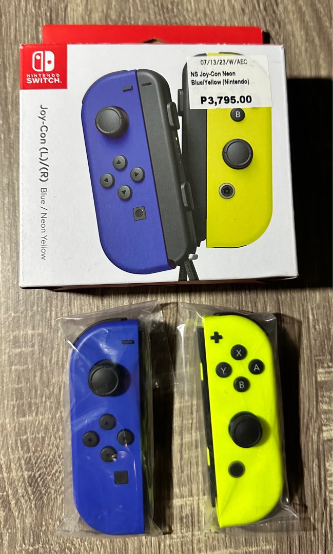Nintendo Switch Joy-Con (Neon Blue/Yellow), Video Gaming, Video Game ...