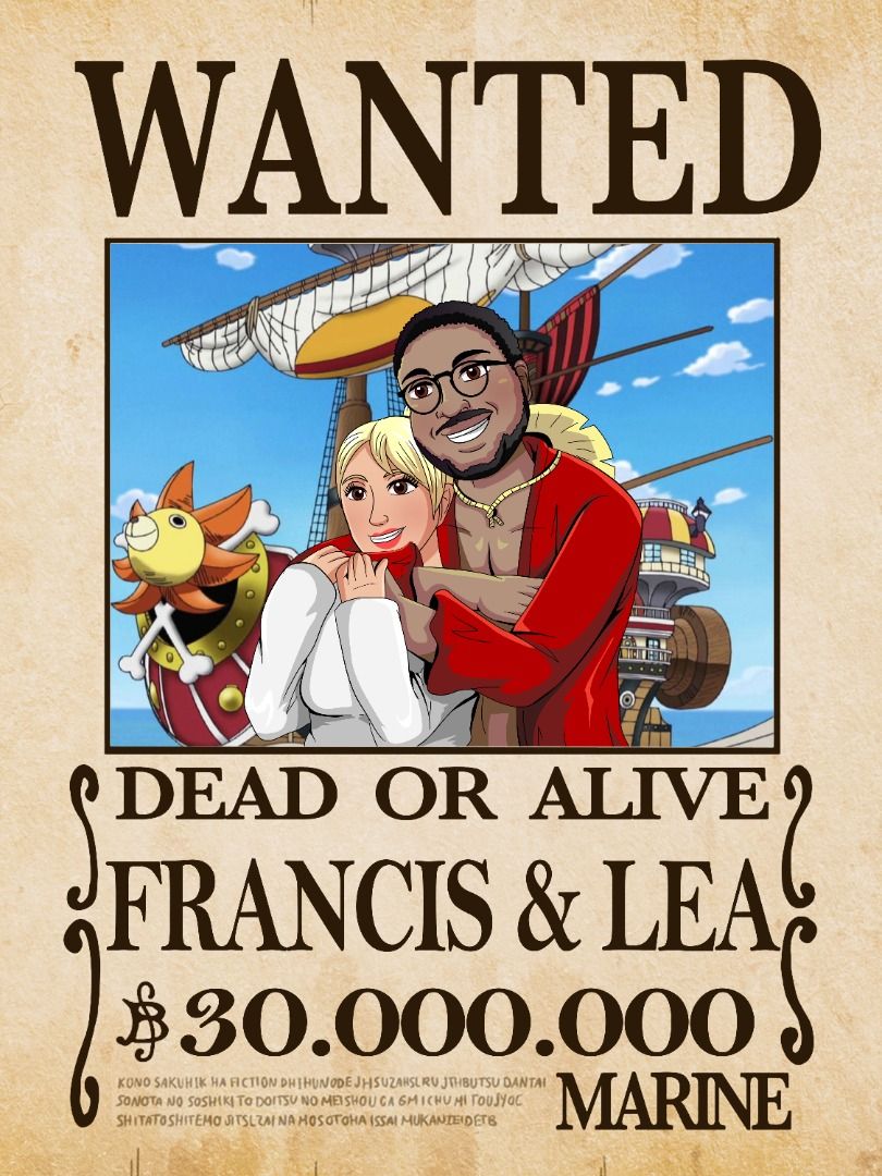 One Piece Wanted Poster Couple Portrait Art Commission, Hobbies & Toys ...