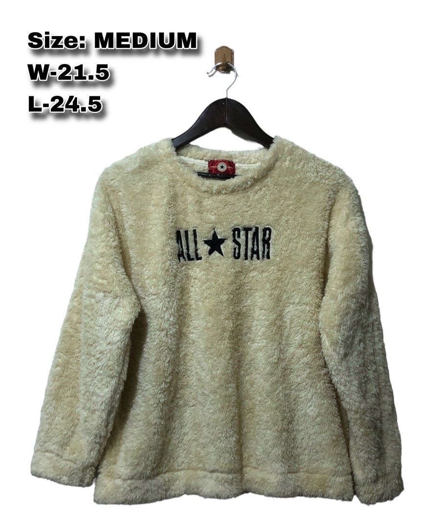 Original CONVERSE All Star Faux Fur Fleece Jacket, Women's Fashion ...