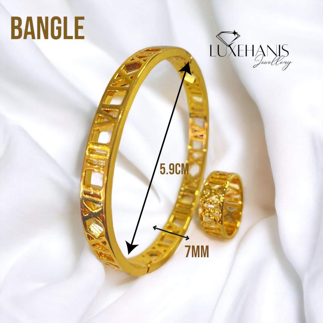 Plated 916 Gold Bangle (NO PAWN), Women's Fashion, Jewelry & Organisers ...