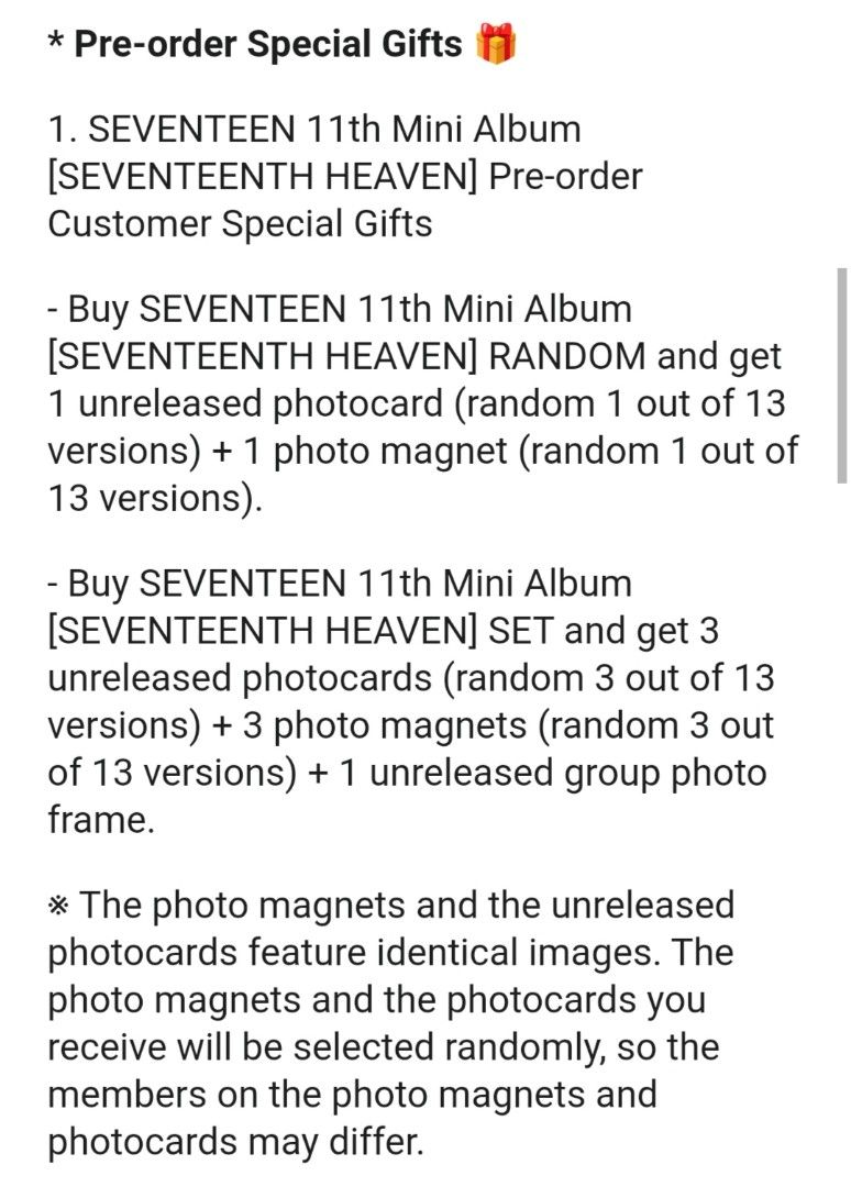 [PRE-ORDER] OFFICIAL SEVENTEEN HEAVEN ALBUM WITH WEVERSE POB + FANSIGN ...