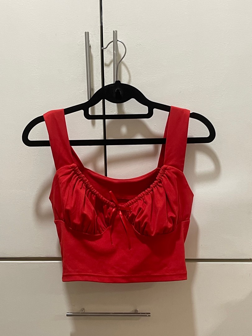 Red Coquette Tank, Women's Fashion, Tops, Sleeveless on Carousell