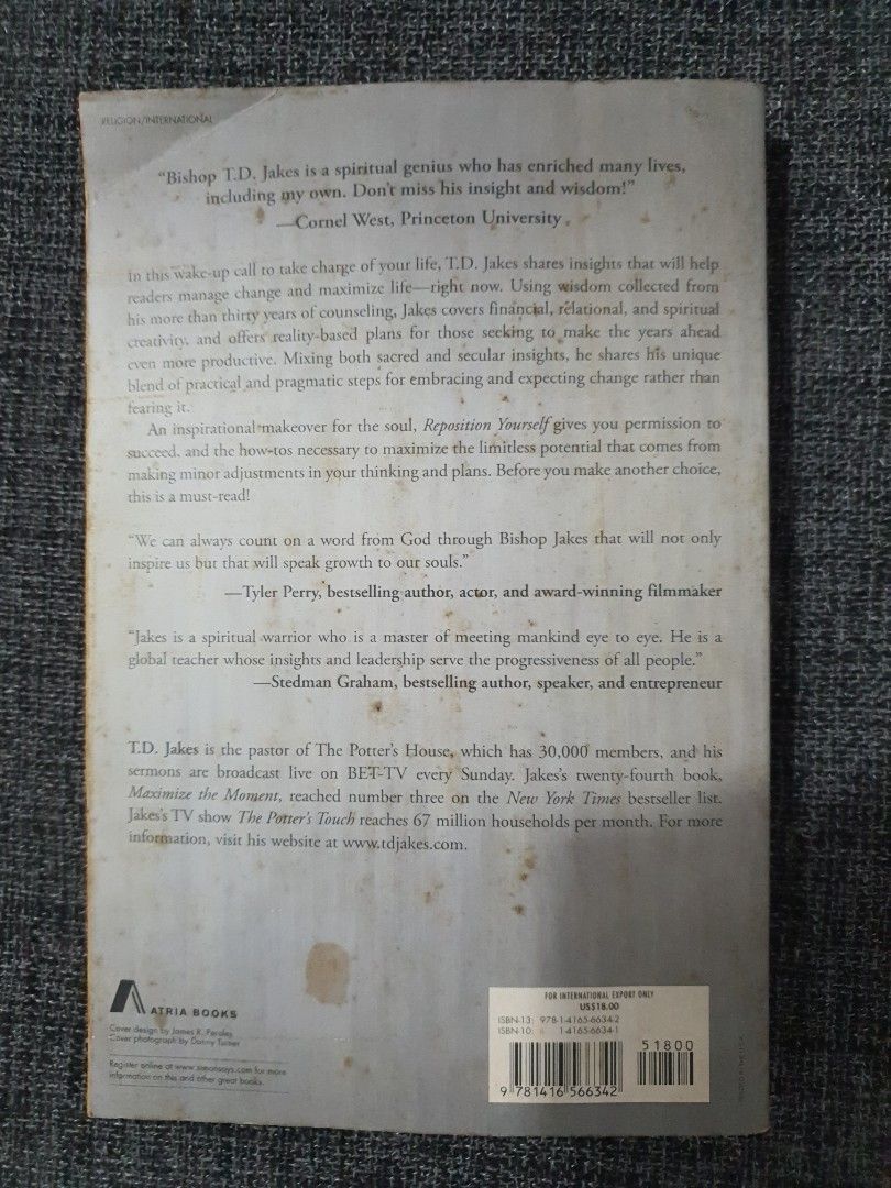 REPOSITION YOURSELF - LIVING LIFE WITHOUT LIMITS - T. D. JAKES, Hobbies ...