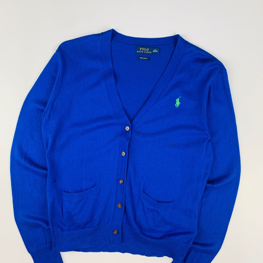 RL Royal Blue Cardigan, Women's Fashion, Coats, Jackets and Outerwear ...