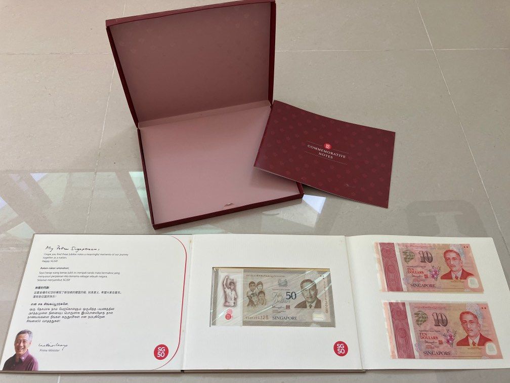 SG50 commemorative notes $50x1 $10x5, Hobbies & Toys, Memorabilia ...