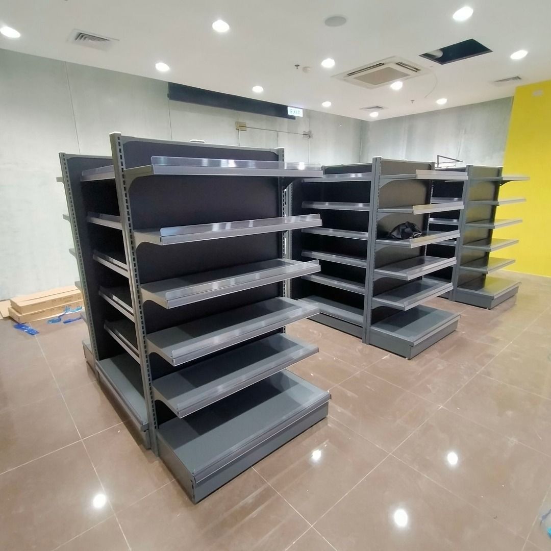 steel shelves gray racks gondola standee, Furniture & Home Living ...