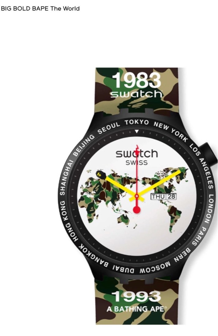 Swatch SO27Z700 BIG BOLD BAPE The World Swatch x Bathing Ape watch ...
