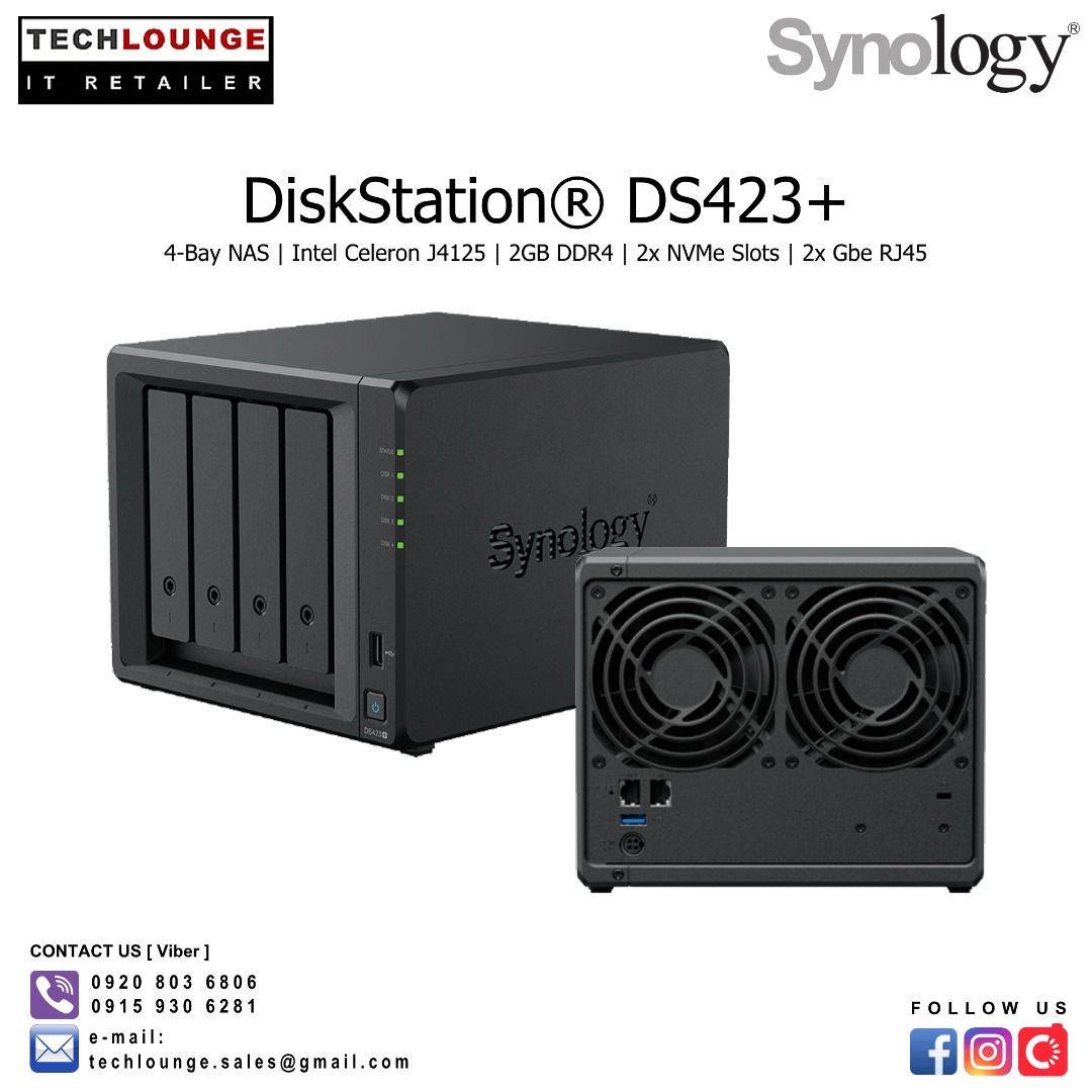 SYNOLOGY DiskStation DS423+ 4-Bay NAS, Computers & Tech, Parts ...