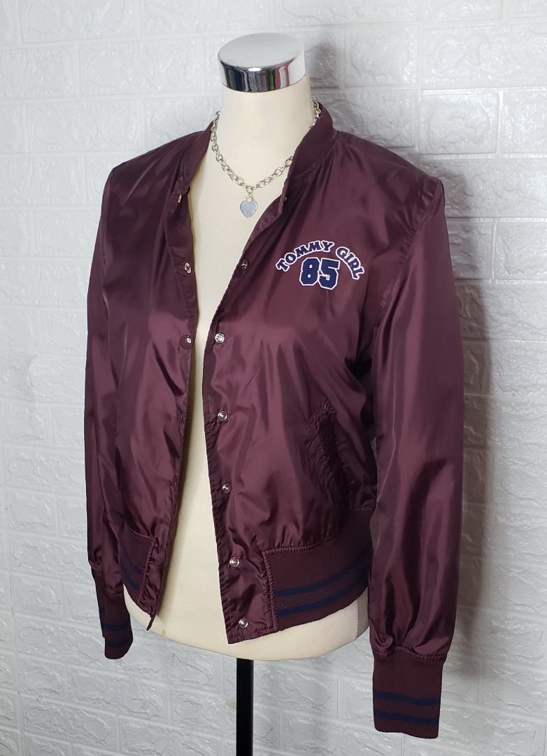 Tommy Jeans Varsity button Jacket in dark brown, Women's Fashion, Coats, Jackets and Outerwear ...