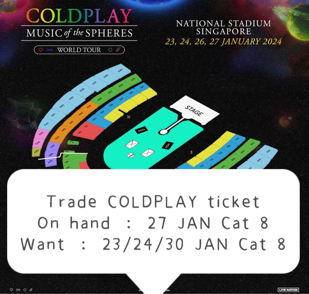 Trade Coldplay Ticket, Tickets & Vouchers, Event Tickets on Carousell