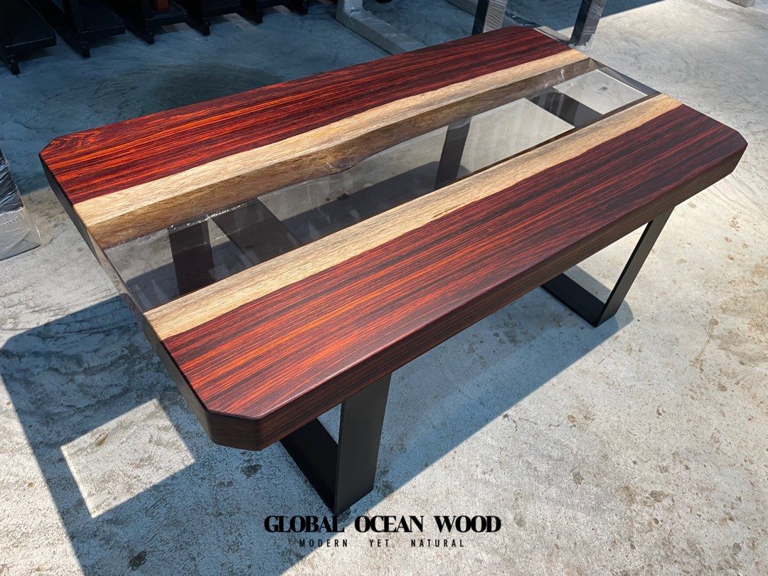 ULTRA CLEAR Design Epoxy Resin Solid Wood Coffee Table, Furniture ...