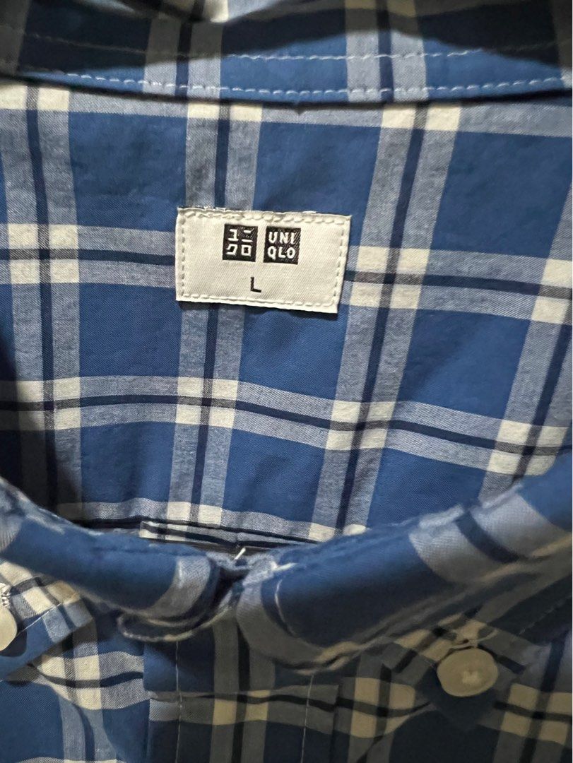 Uniqlo Blue Checkered Longsleeves Brand New, Men's Fashion, Tops & Sets ...