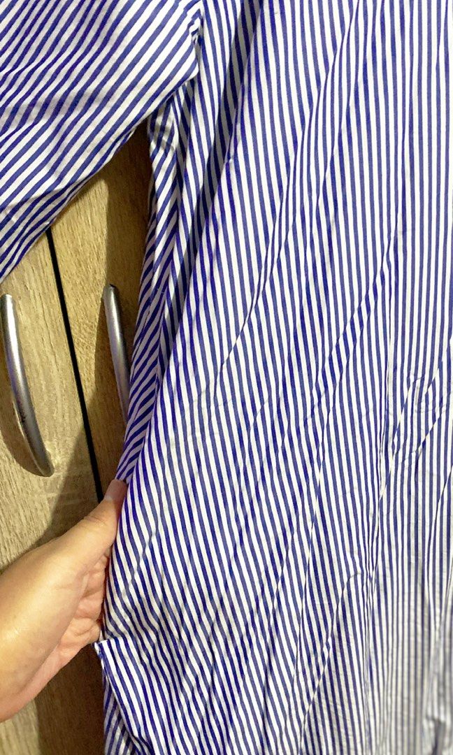 Uniqlo up to Plus Size Polo Blue Pinstripes Midi Dress, Women's Fashion ...