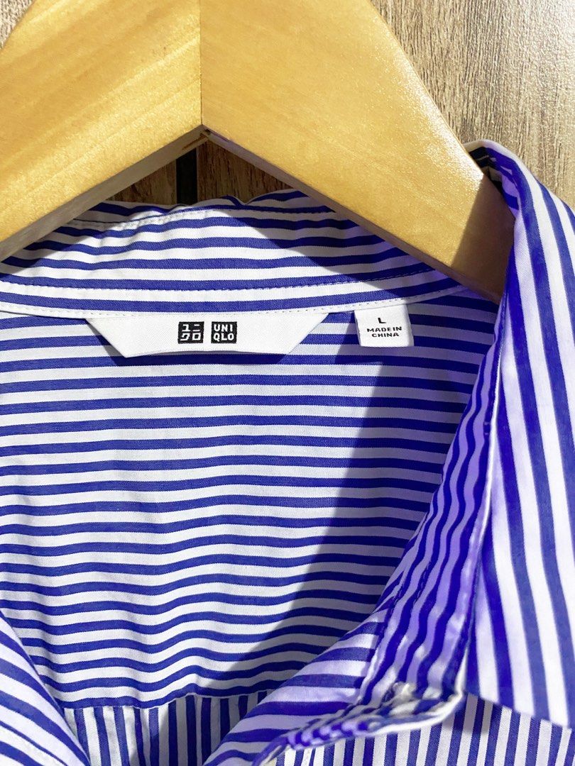 Uniqlo up to Plus Size Polo Blue Pinstripes Midi Dress, Women's Fashion ...