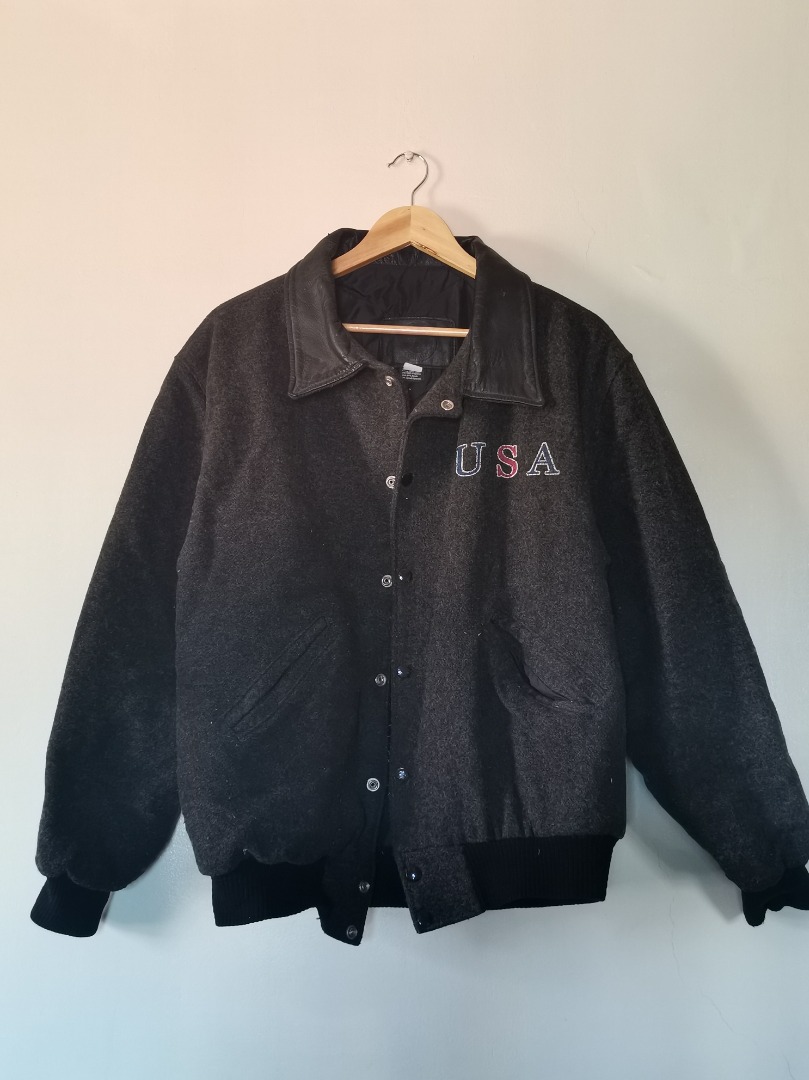 Vintage Heavy Duty USA flag varsity jacket, Men's Fashion, Coats ...