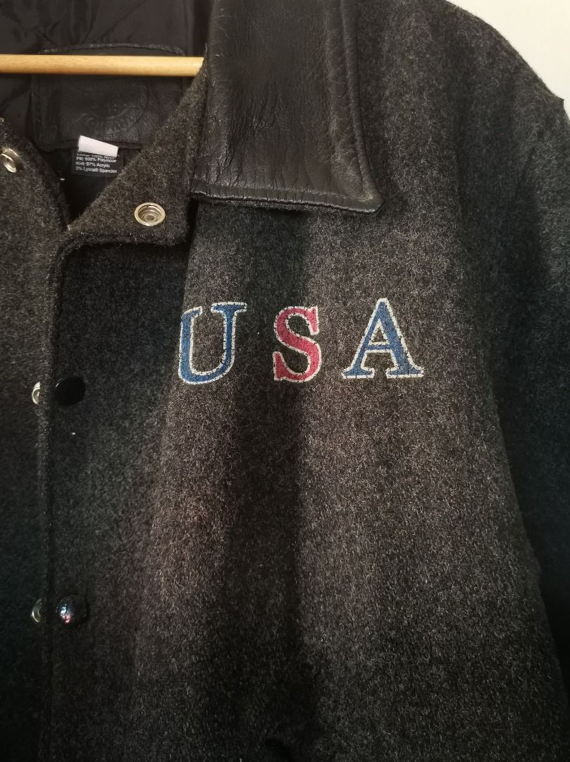 Vintage Heavy Duty USA flag varsity jacket, Men's Fashion, Coats ...