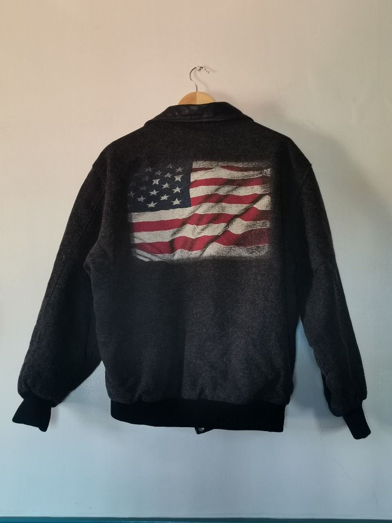 Vintage Heavy Duty USA flag varsity jacket, Men's Fashion, Coats ...
