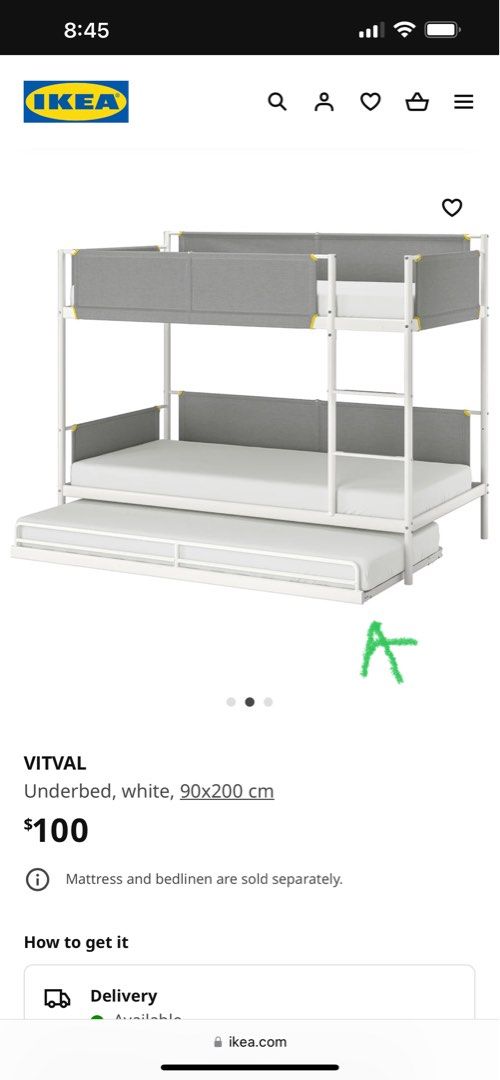 Vitval Ikea Pull Out Bed Frame, Furniture & Home Living, Bedding & Towels on Carousell