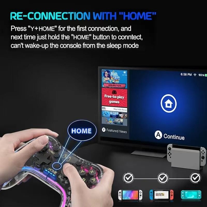 Wireless RGB Colorful Controller for Nintendo Switch/Oled /Lite/PC ...