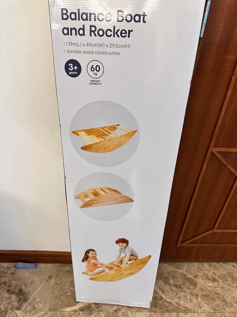 Wooden balance boat and rocker, Babies & Kids, Infant Playtime on Carousell