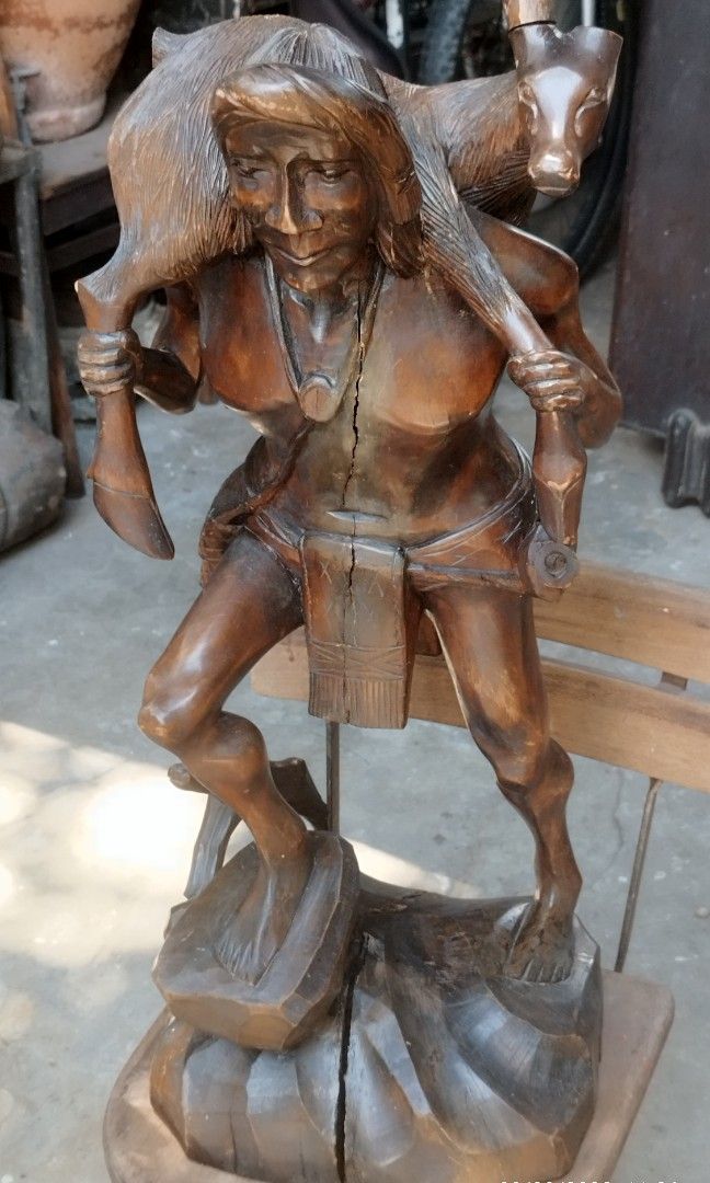 Wooden Igorot hunter statue 26" inches, Furniture & Home Living, Home ...