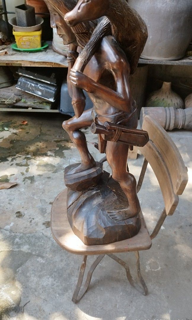 Wooden Igorot hunter statue 26" inches, Furniture & Home Living, Home ...