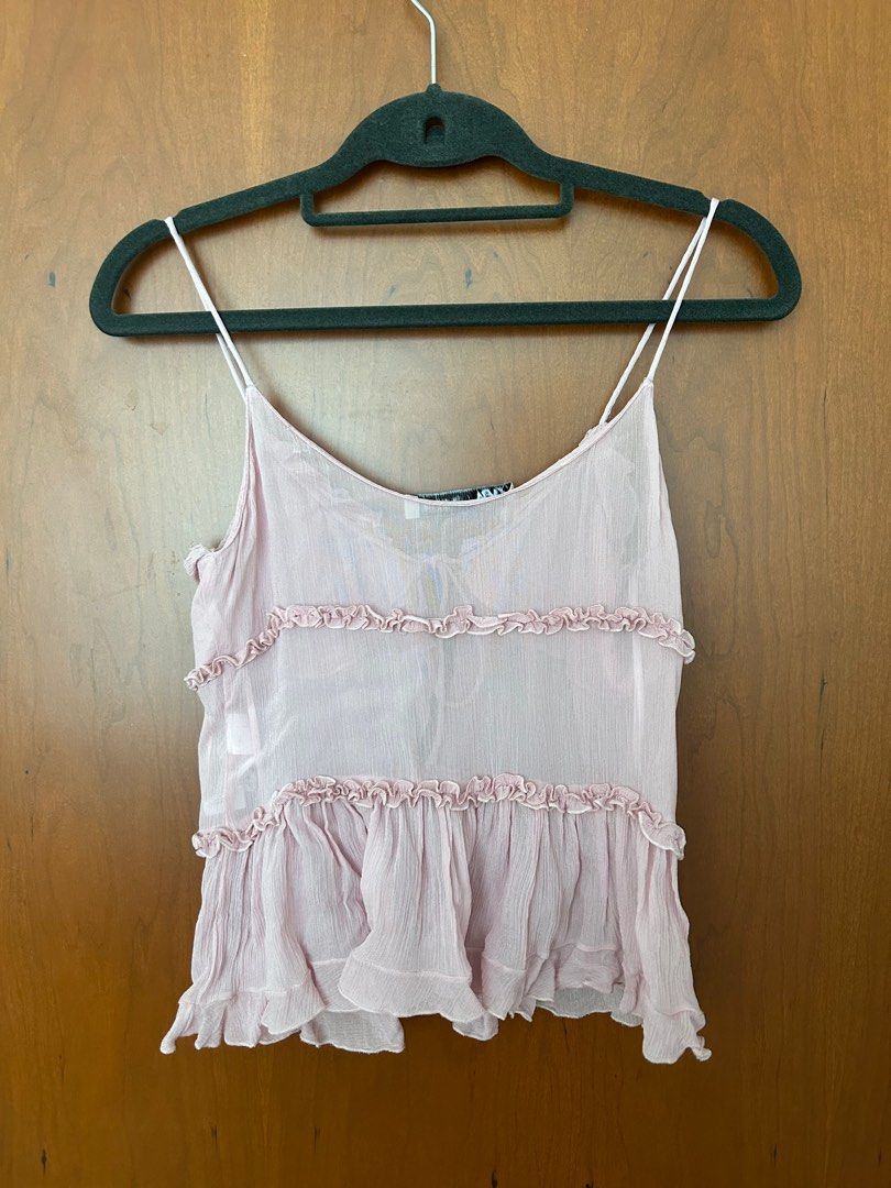 Zara Ruffled Top, Women's Fashion, Tops, Sleeveless on Carousell