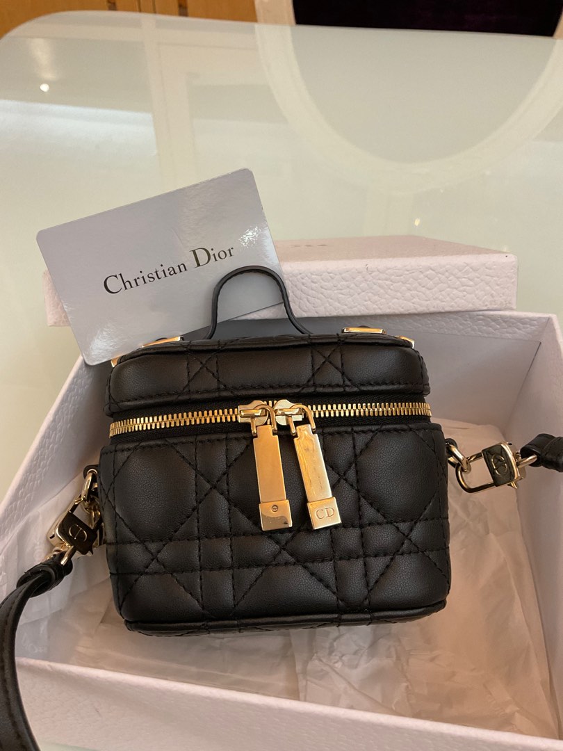 100% new Lady Dior MICRO Vanity lambskin Black, 名牌, 手袋及銀包 - Carousell