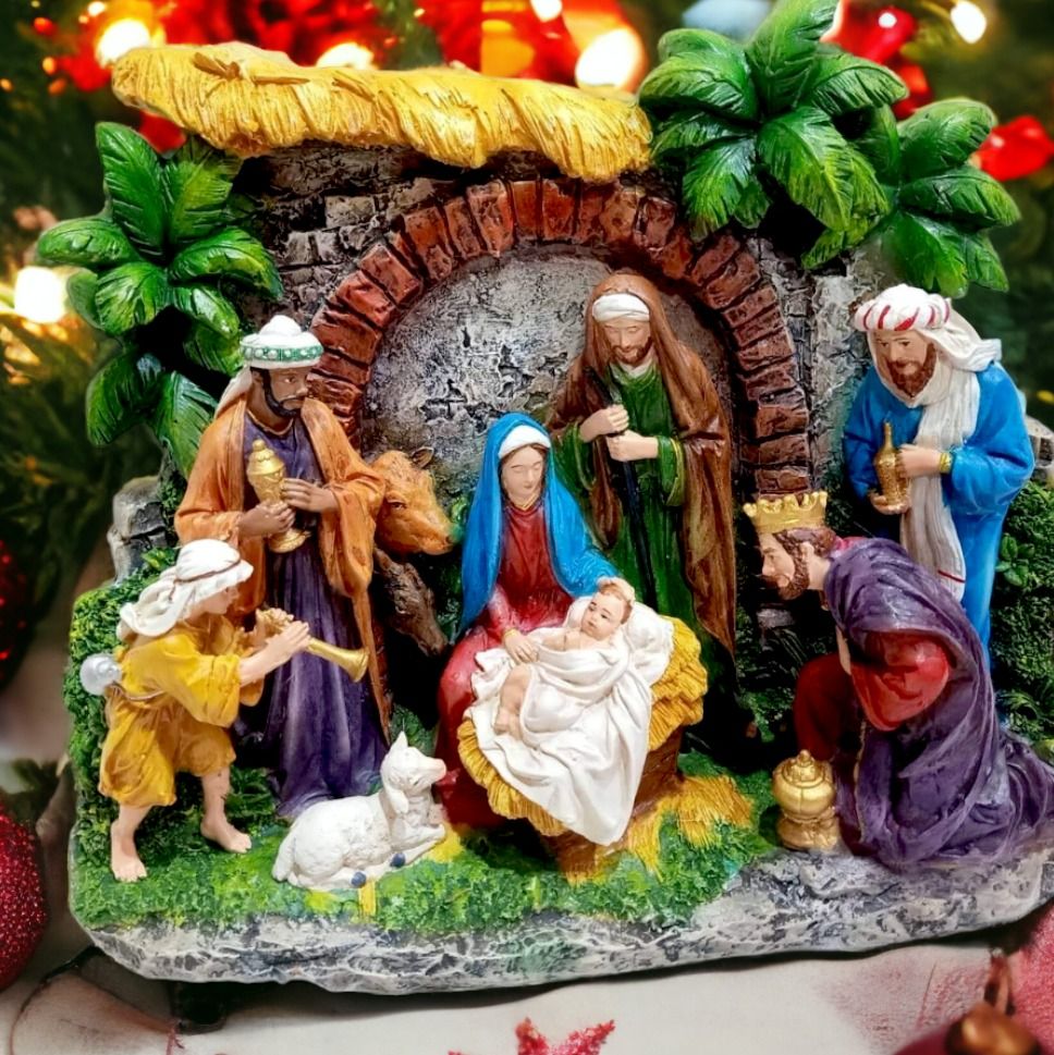 13 Inches Christmas Belen Nativity Set Fiber Resin Handmade Christmas ...