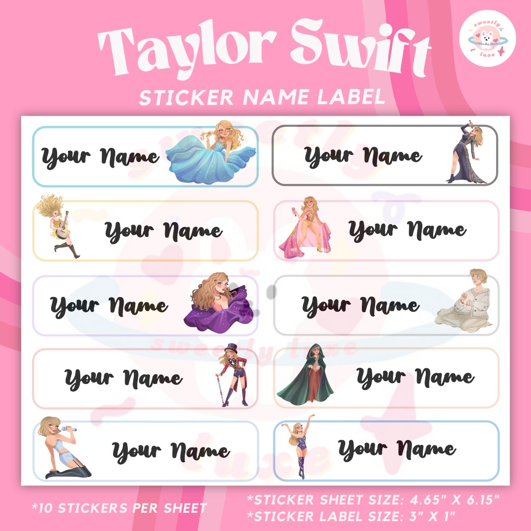 20 pcs Personalized Taylor Swift Name Subject Label Vinyl Sticker ...