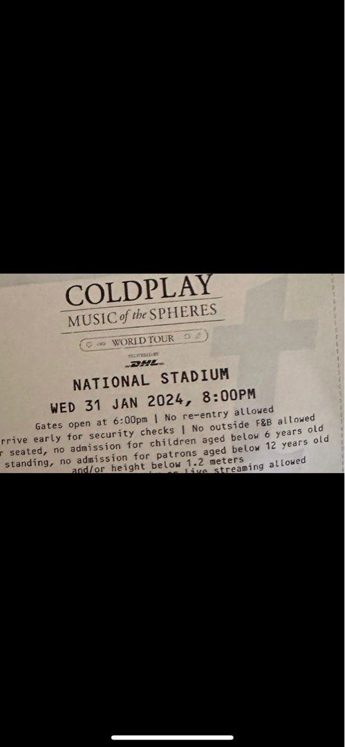 31st Standing Coldplay ticket x1, Tickets & Vouchers, Event Tickets on ...