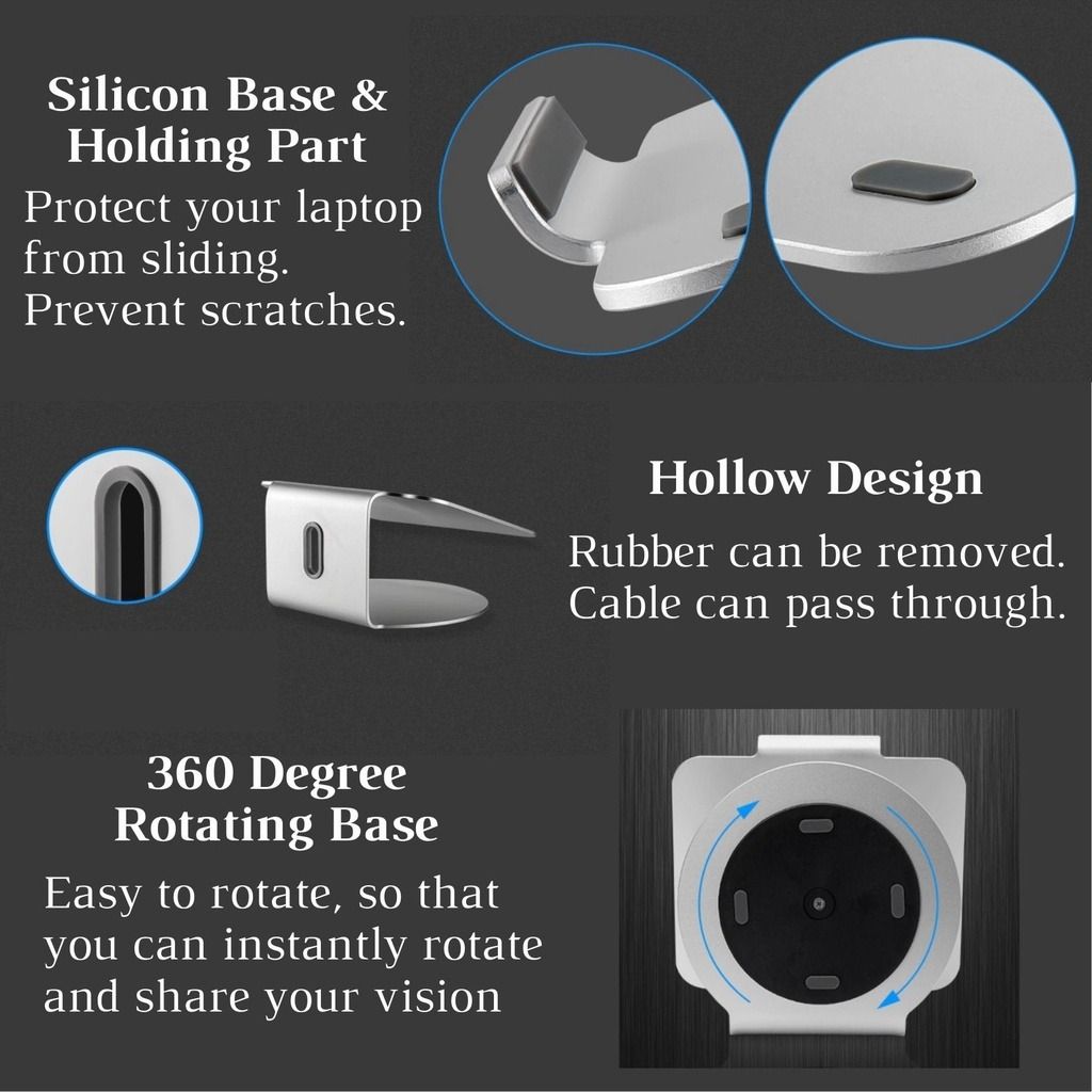 360 Degree Rotating Base Hollow Design Aluminium Alloy Laptop Stand ...