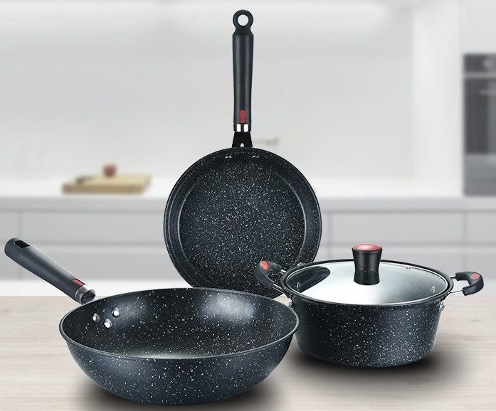 3 in 1 Non Stick Cookware Frying Pan Set, Furniture & Home Living ...