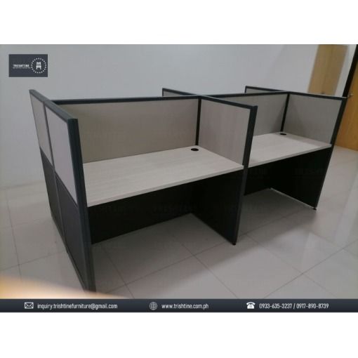 4-seater Workstation Fabric with Glass, Furniture & Home Living, Office ...