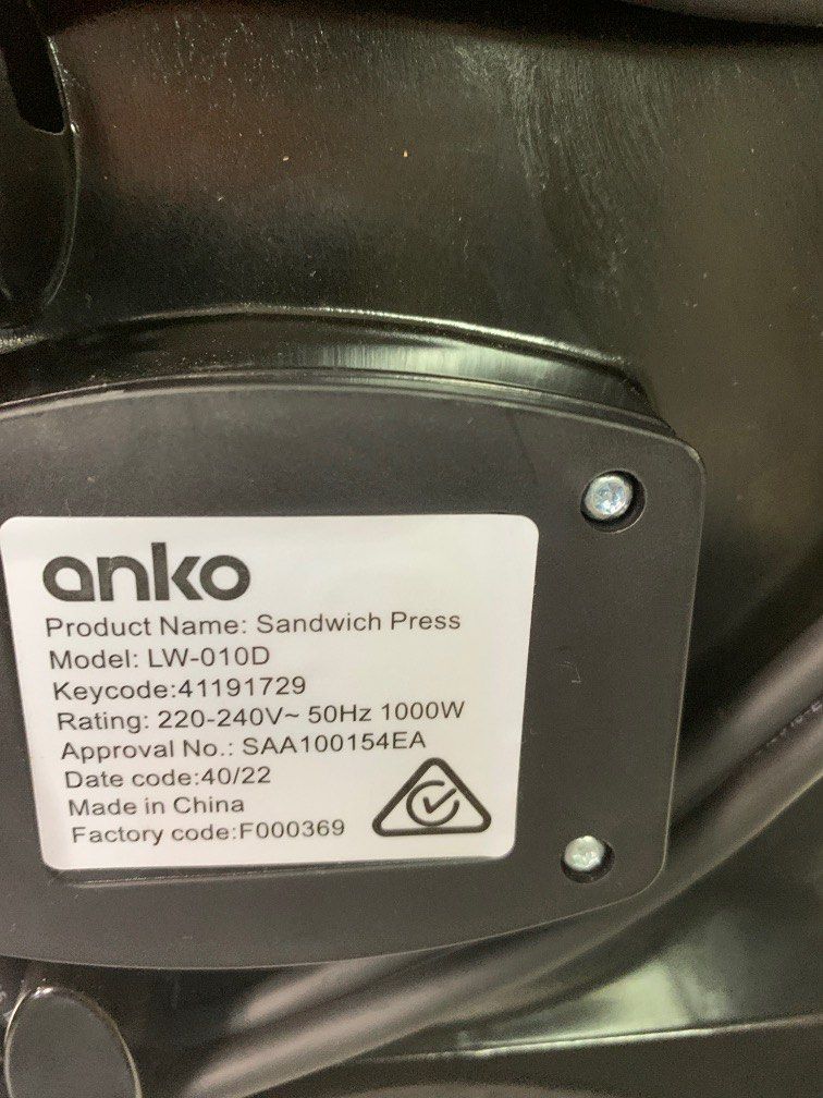 Anko Sandwich Press 220volts, TV & Home Appliances, Kitchen Appliances ...