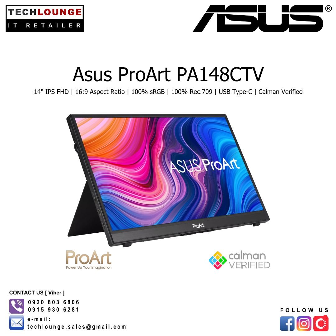 ASUS ProArt Display PA148CTV Portable Professional Monitor - 14-inch ...