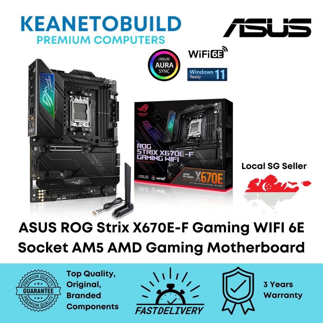 ASUS ROG Strix X670E-F Gaming WIFI 6E Bluetooth Socket AM5 AMD Ryzen ...