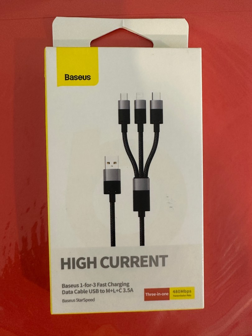 Baseus 3in1 Fast Charging Data Cable USB to M+L+C, Mobile Phones ...
