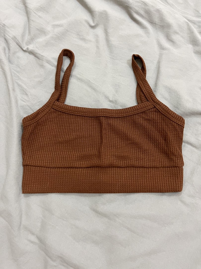 Basic brown knitted top, Women's Fashion, Tops, Sleeveless on Carousell