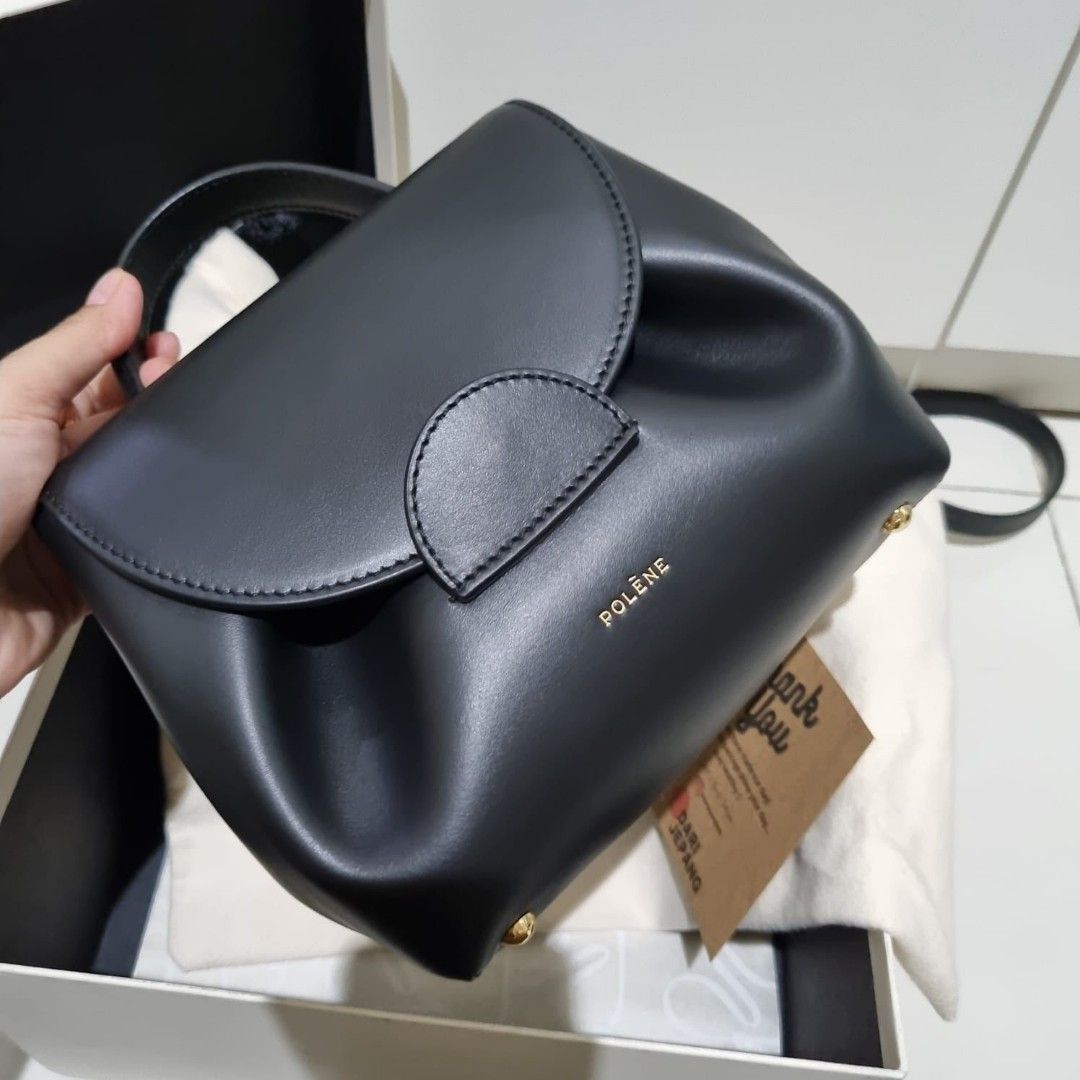 BNIB Polene Mini numero uno Black smooth With box, Barang Mewah, Tas ...