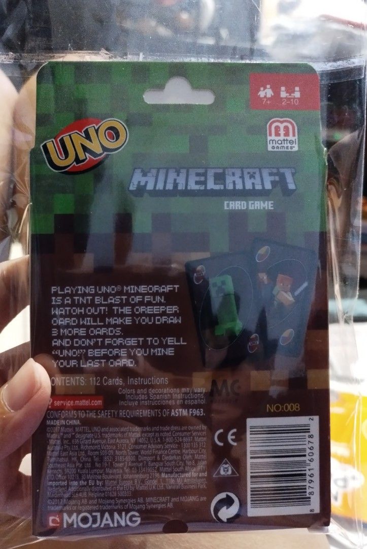 Brand New Minecraft UNO card game, Hobbies & Toys, Toys & Games on ...