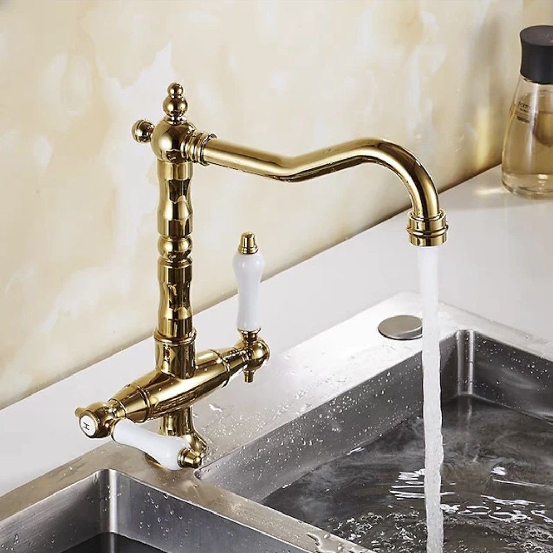 C4)Traditional Kitchen Sink Mixer Faucet, Retro Style Vessel Kitchen ...