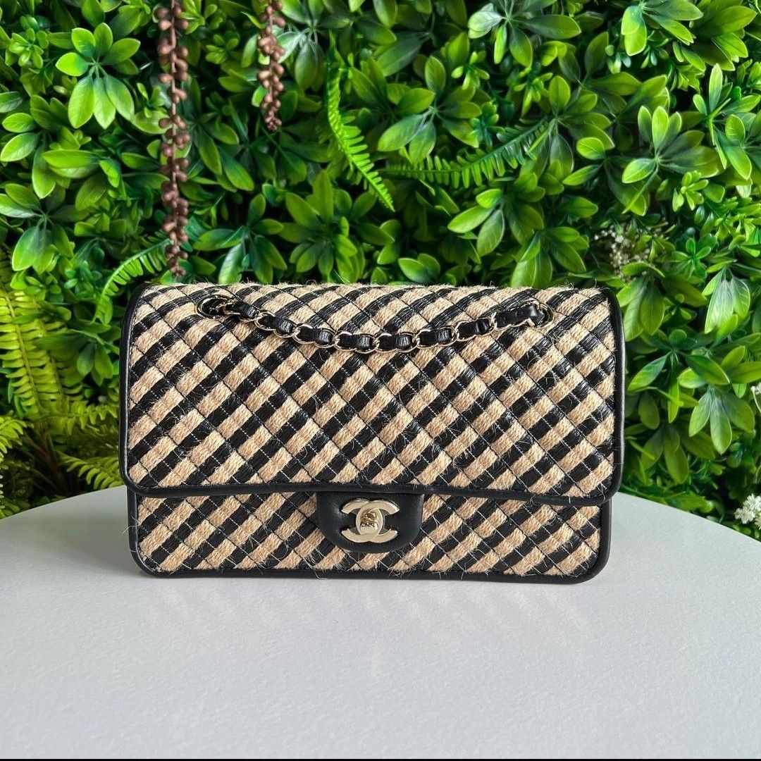 Chanel Raffia Medium Flap Bag, Luxury, Bags & Wallets on Carousell