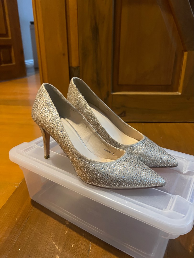 CMG Sparkly Silver 3-inch Heels, Women's Fashion, Footwear, Heels on ...
