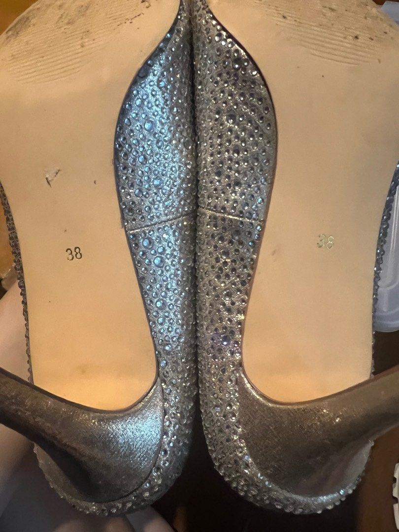 CMG Sparkly Silver 3-inch Heels, Women's Fashion, Footwear, Heels on ...