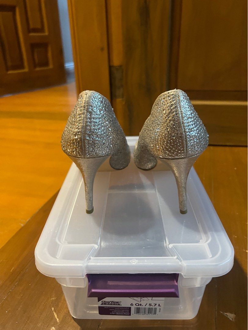 CMG Sparkly Silver 3-inch Heels, Women's Fashion, Footwear, Heels on ...