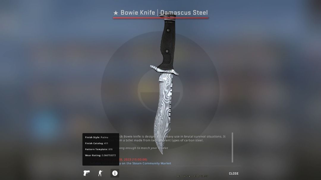 CSGO CS2 Bowie Knife | Damascus Steel (Factory New), Video Gaming ...