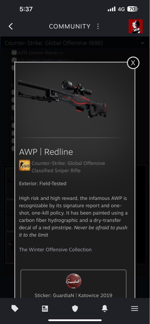 CSGO SKINS (AWP Redline), Video Gaming, Video Games, Others on Carousell