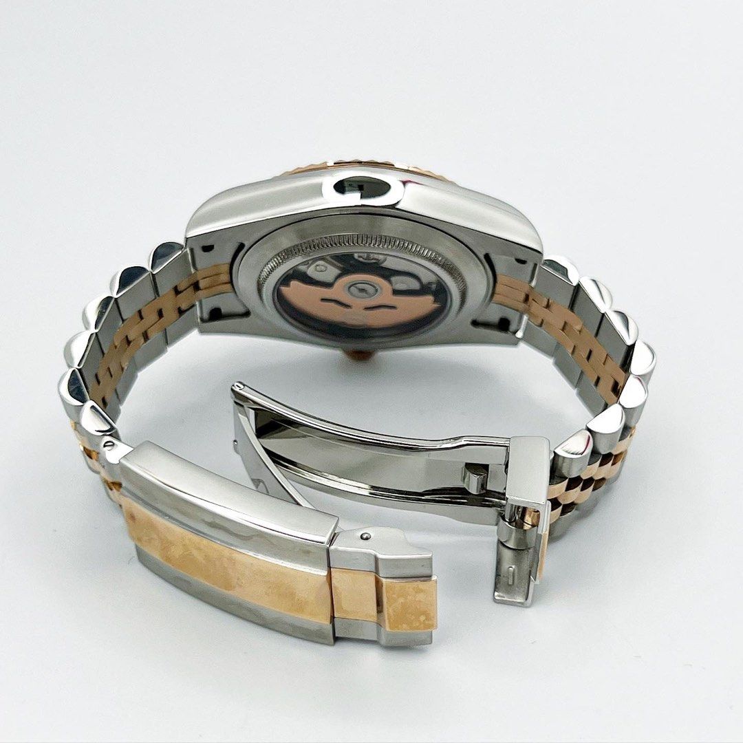 Custom Seiko Mod 2-tone rose gold Brown DateJust 39mm, Men's Fashion ...